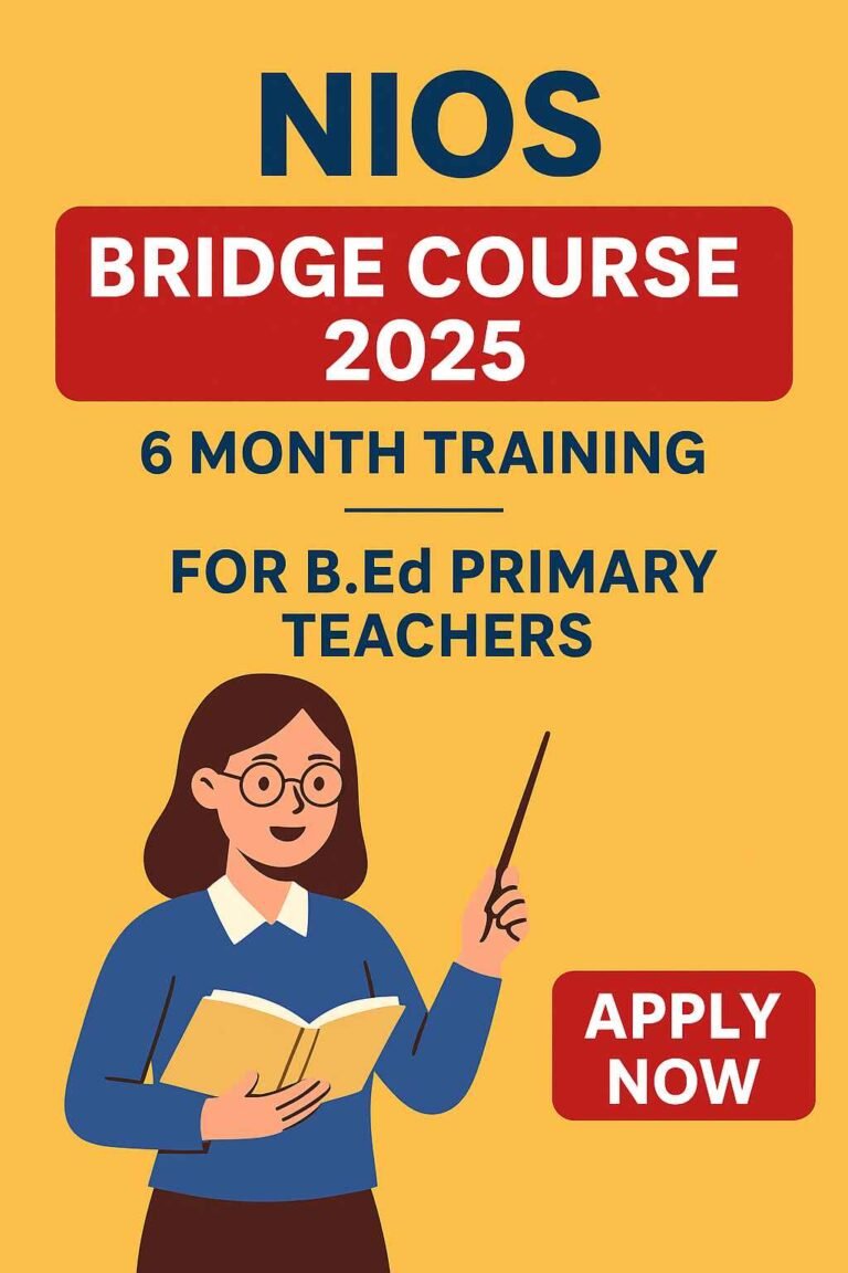 NIOS 6Month B.Ed Bridge Course Online Form 2025 – RojgarBihar.Com